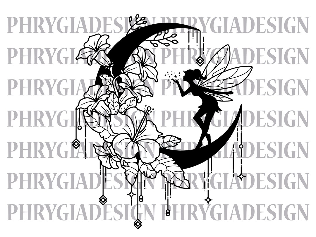 Moon Fairy Svg , Floral Moon Svg , Fairy Svg , Fantasy Svg , Floral ...