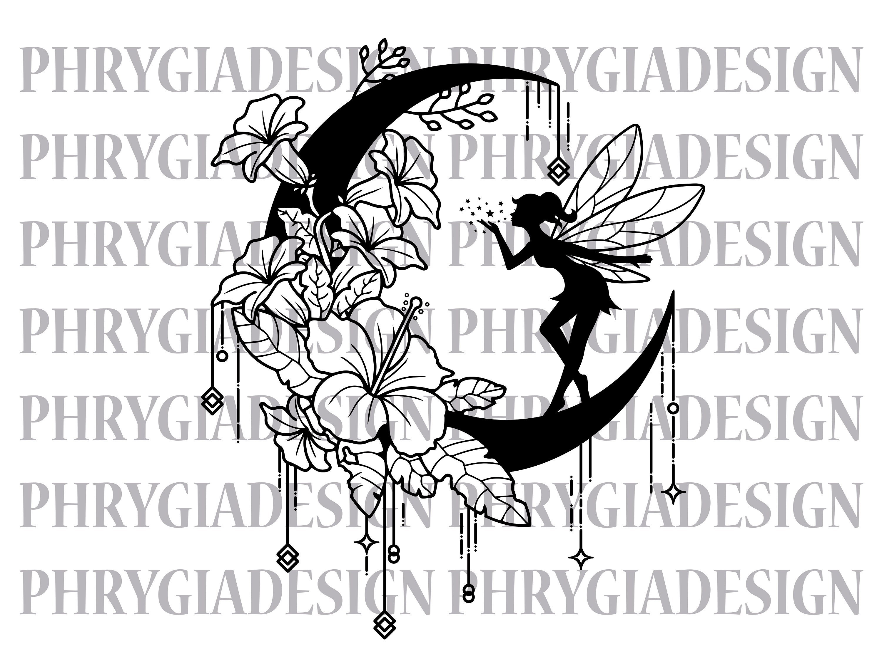 Moon Fairy Svg , Floral Moon Svg , Fairy Svg , Fantasy Svg , Floral ...