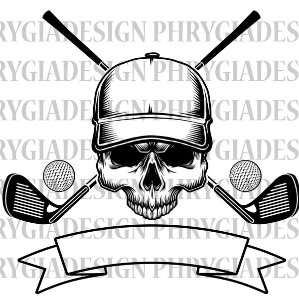 Skull With Golf Clubs Svg - Etsy