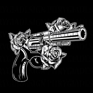 Gun and Roses Svg , Gun Svg , Hand Gun , Roses Svg , Pistol Svg , Gun ...