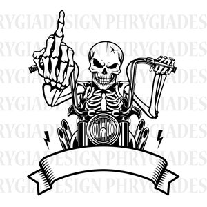 Motorcycle Rider Svg , Motorcycle Svg , Skeleton Middle Finger ...