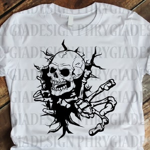 Skeleton Coming Out of Wall Svg , Skull Svg , Skeleton Svg , Skull ...