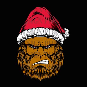 Bigfoot Santa Hat Svg , Bigfoot Svg , Sasquatch Svg , Bigfoot Shirt Svg ...