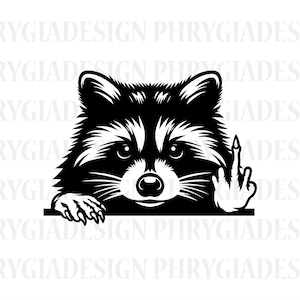 Raccoon Middle Finger Svg , Raccoon Svg , Peeking Raccoon Svg , Peeking ...