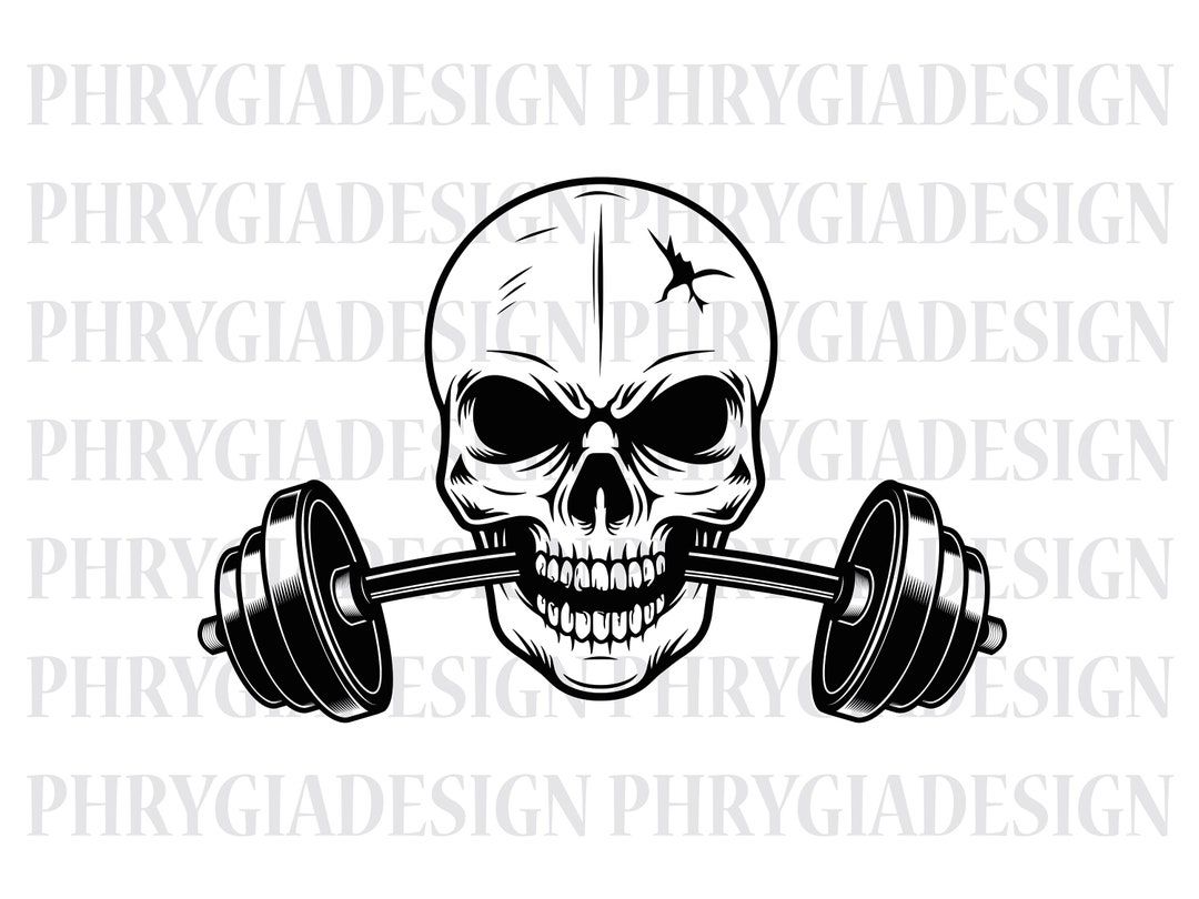 Skull Barbell Svg , Body Building Skull Svg , Body Builder Svg ...