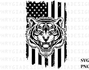 Distressed Tiger Head Svg - Etsy
