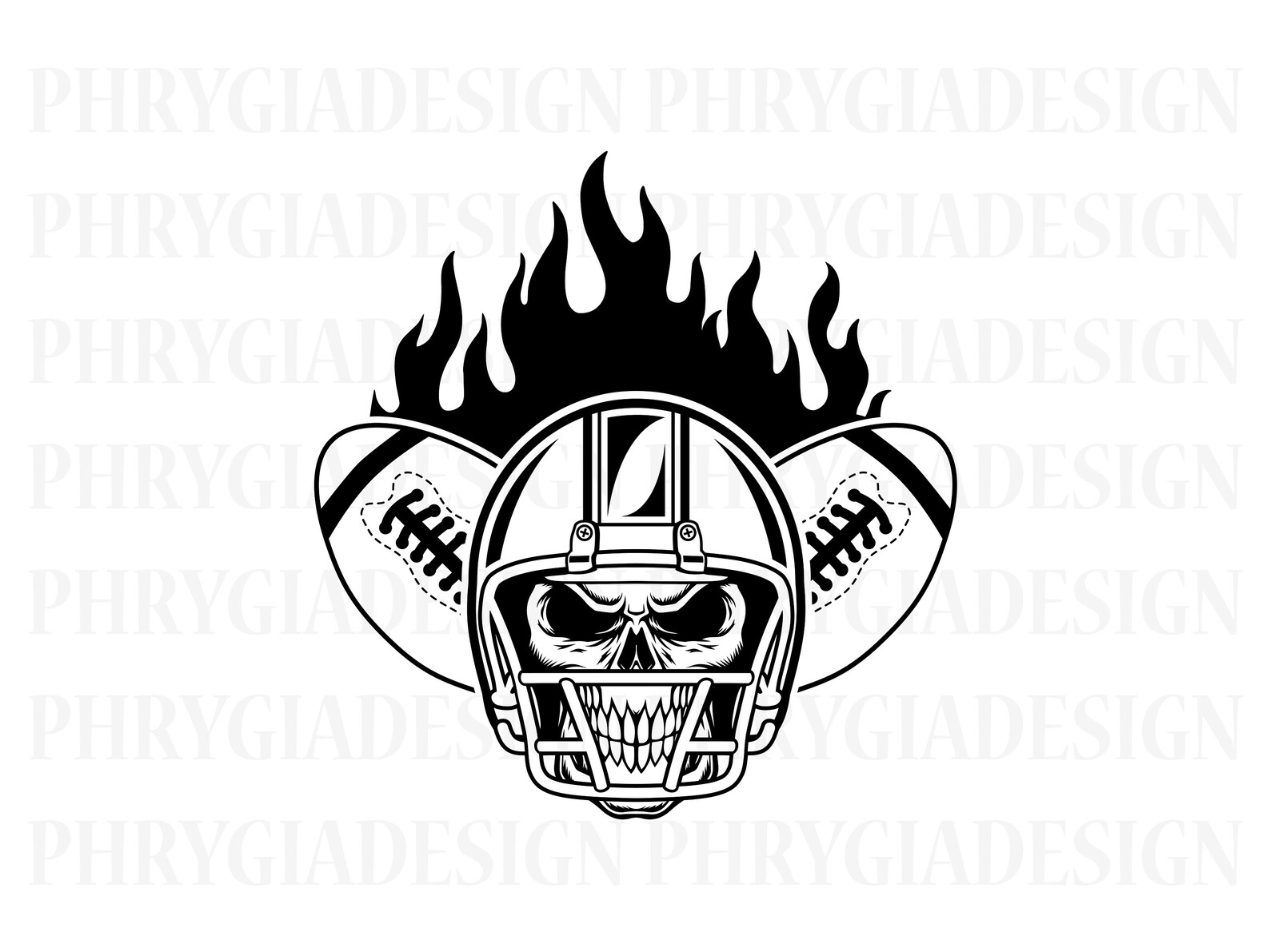 Skull Football Svg , Football Season Svg , Football Skull Svg ...