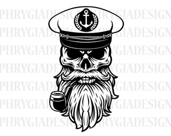 Skull Boat Captain Svg , Skull Captain Svg , Yacht Cruise Ship Ocean ...