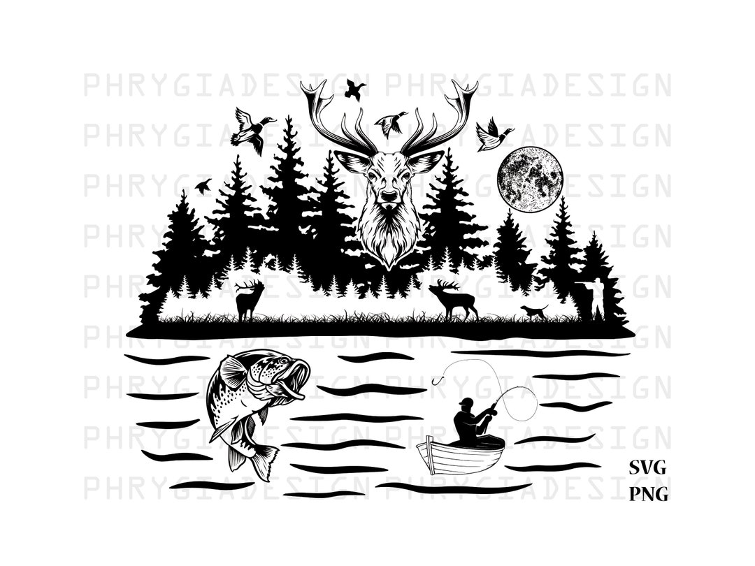 Deer Hunter Svg Png , Deer Hunting Svg , Fishing Svg , Outdoor Scenery ...