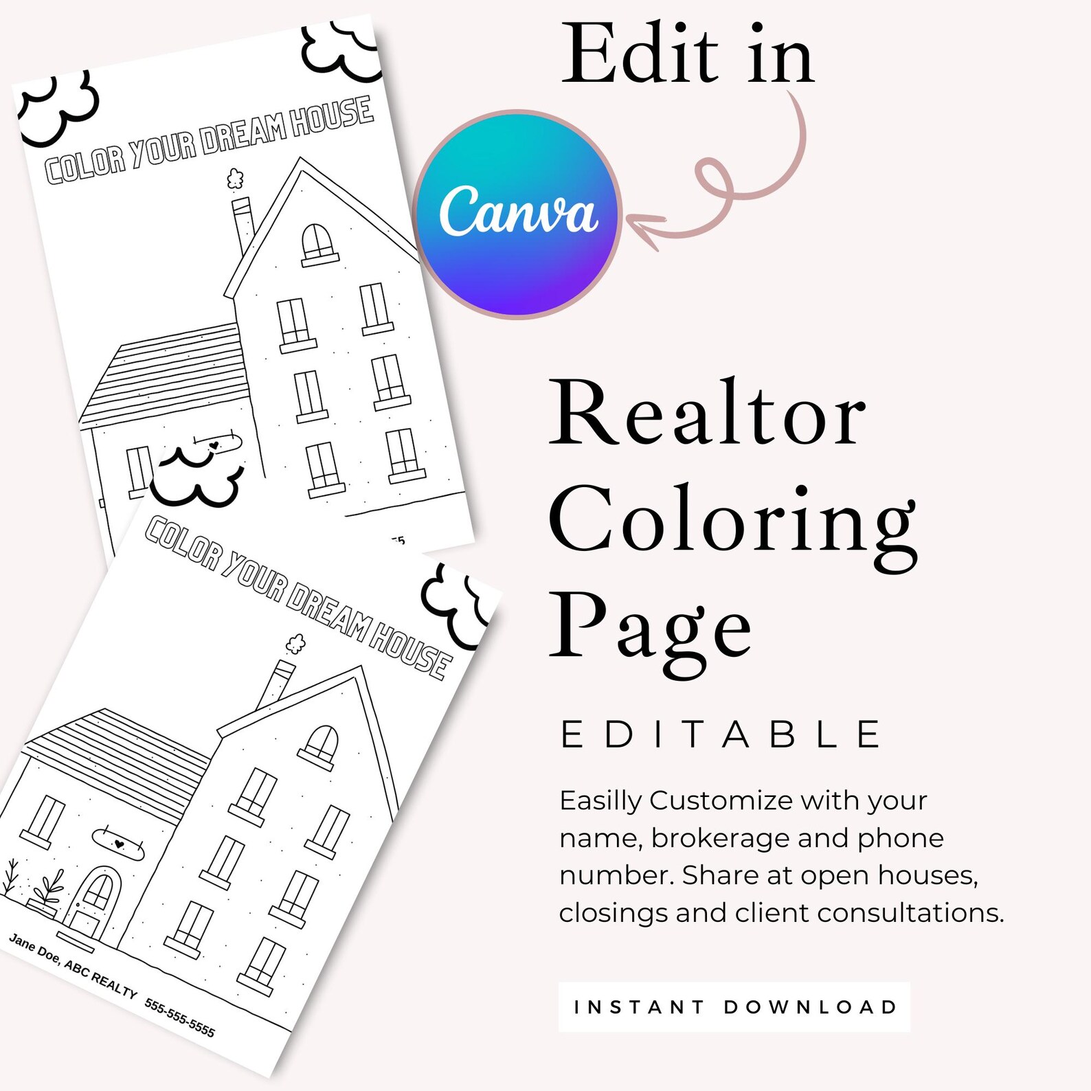 Realtor Coloring Page | Coloring Page for Kids | Real Estate Agent ...