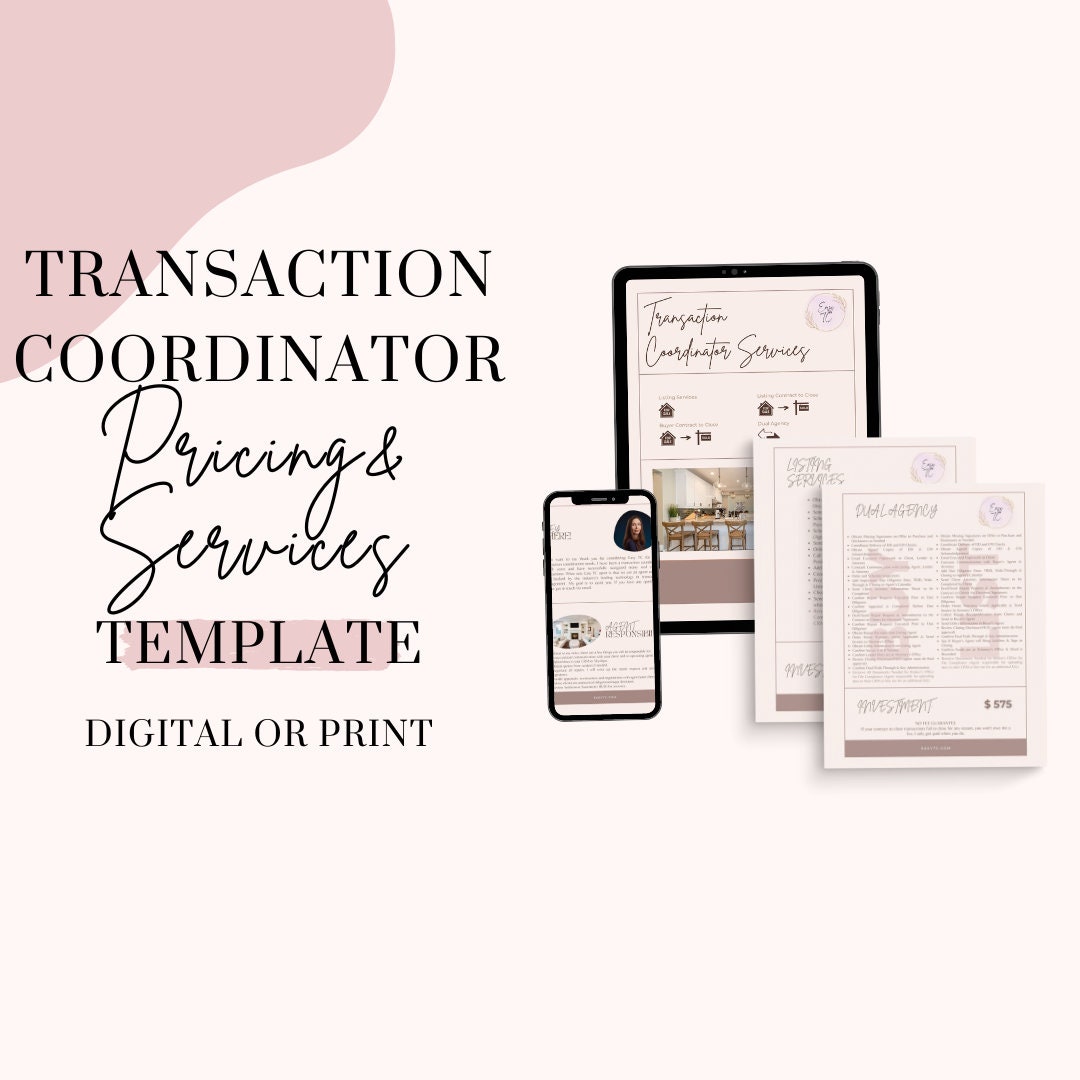 Transaction Coordinator Services & Pricing Guide TC Pricing Template TC ...
