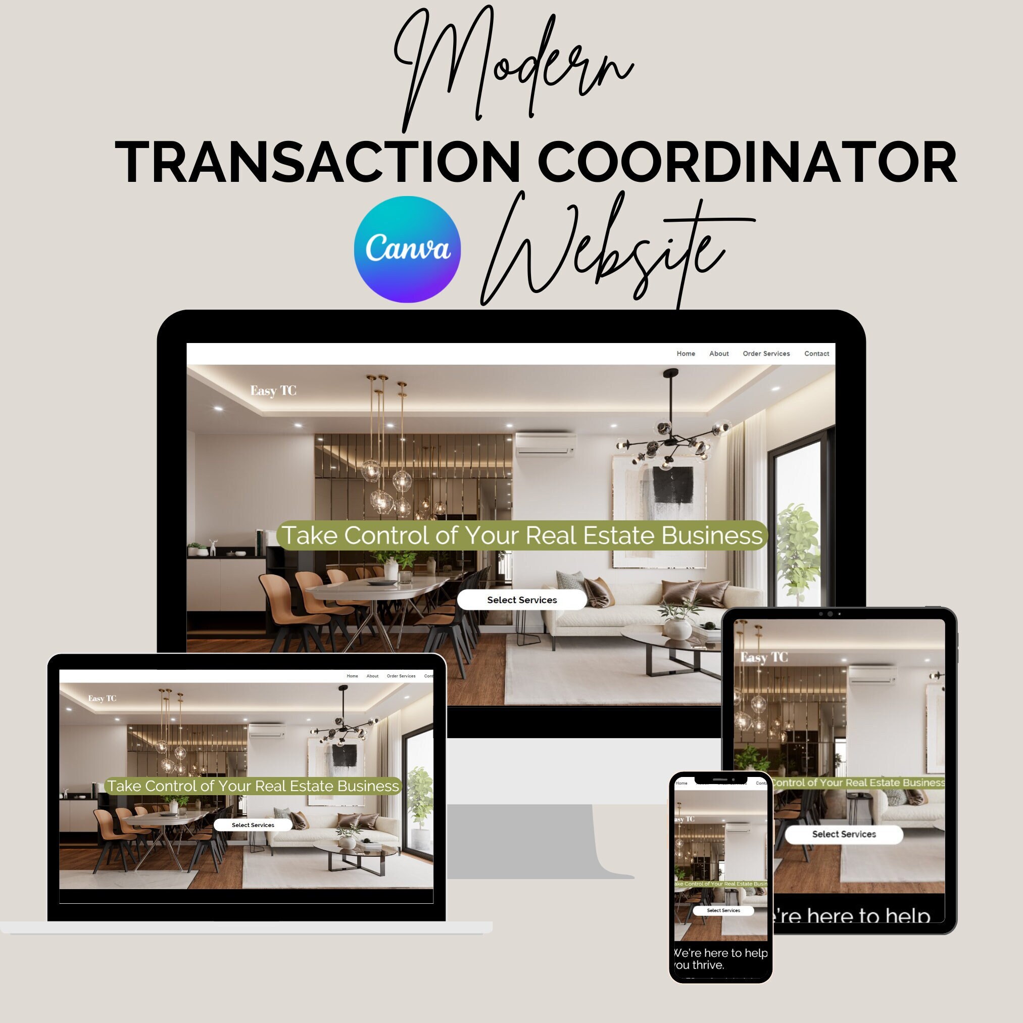 Transaction Coordinator Canva Website Template | Real Estate Canva ...