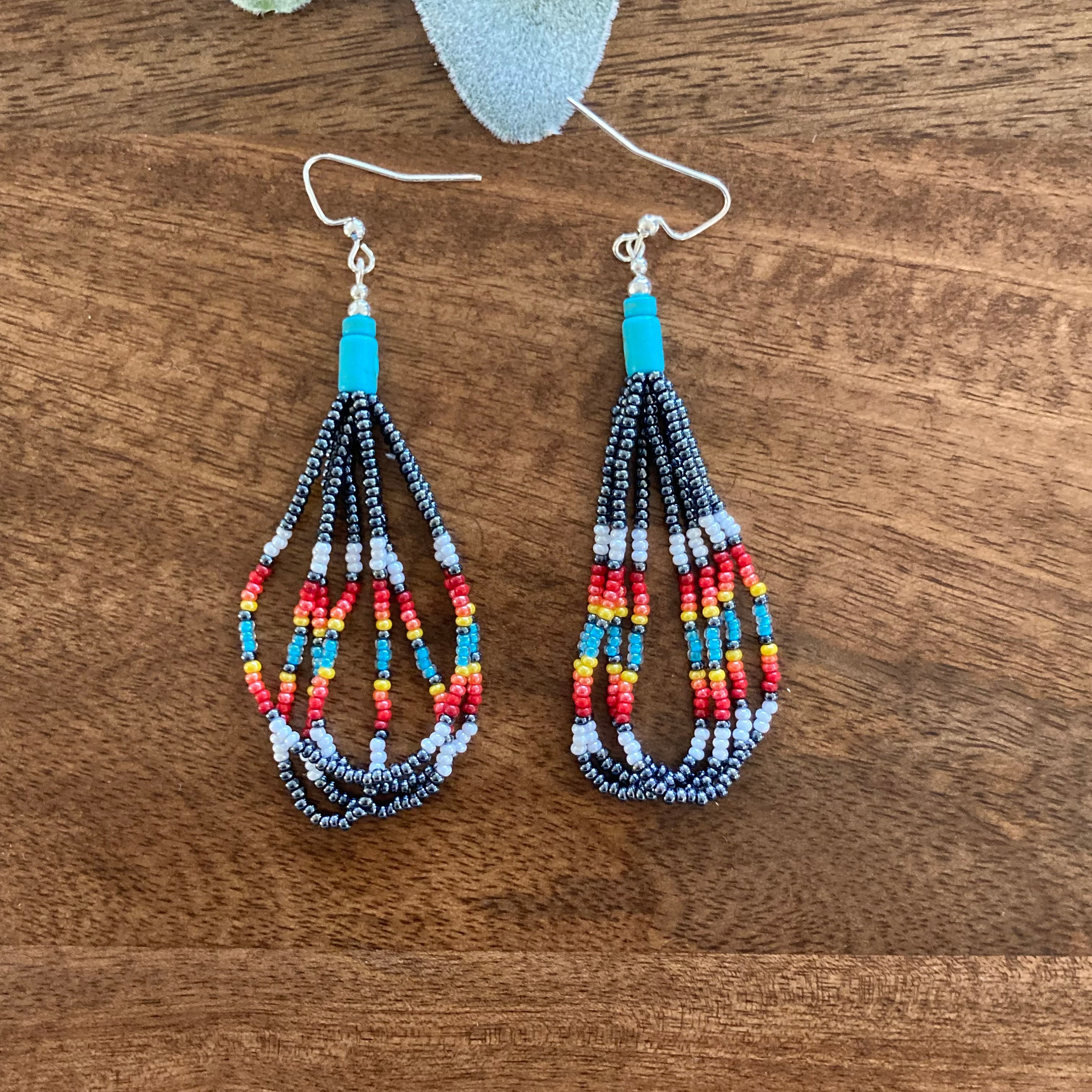 Beaded Loop Earrings - Etsy