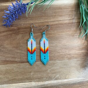 Native American Beaded Feather Earrings - Etsy