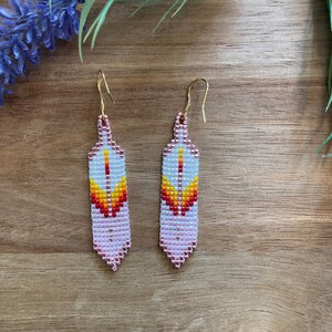 Native American Beaded Feather Earrings - Etsy