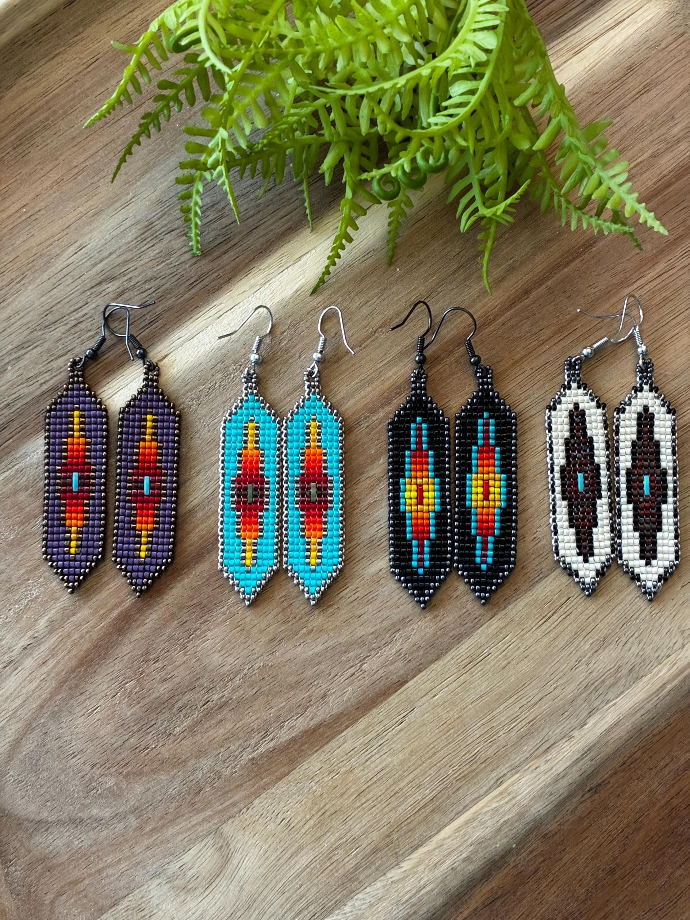 Beaded Native Earrings - Etsy