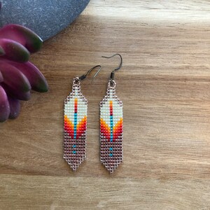 Native American Beaded Feather Earrings - Etsy