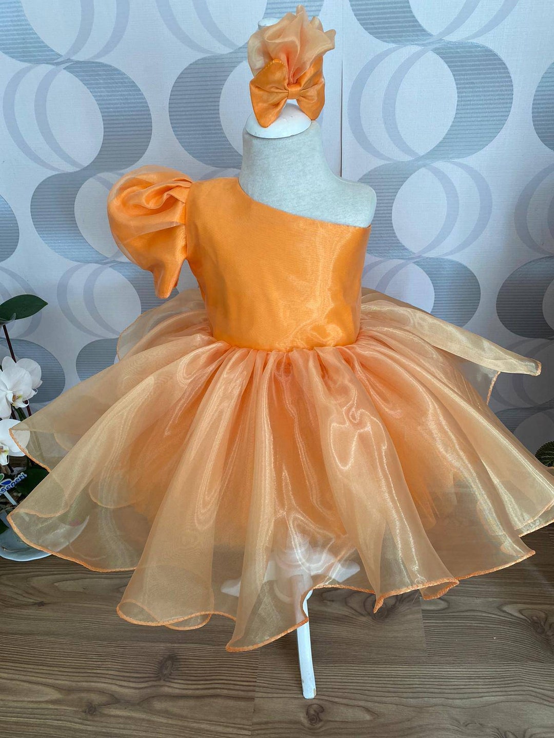 Orange One Shoulder Toddler Dress: First Birthday Outfit - Etsy