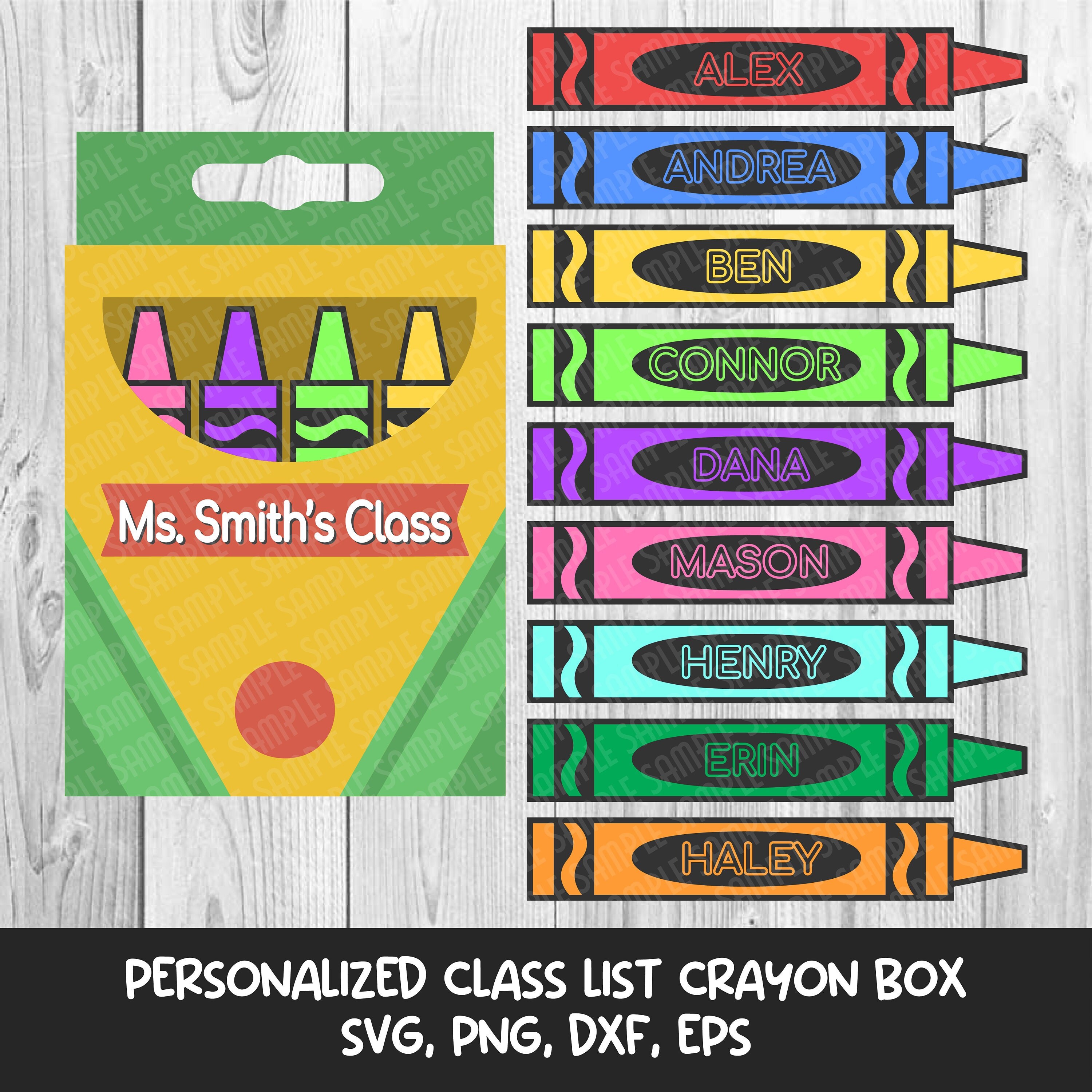 Back to School SVG Personalized Class List Crayon Box Bundle - Etsy