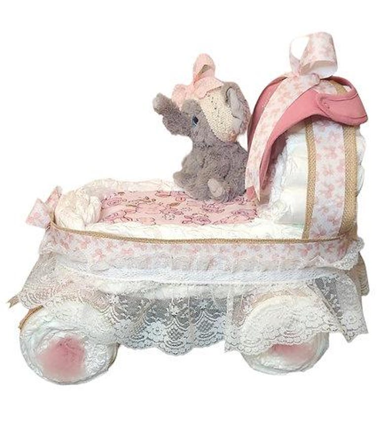 Baby Carriage Diaper Cake, Baby Gifts, Baby Girl, Gender Reveal, Baby ...