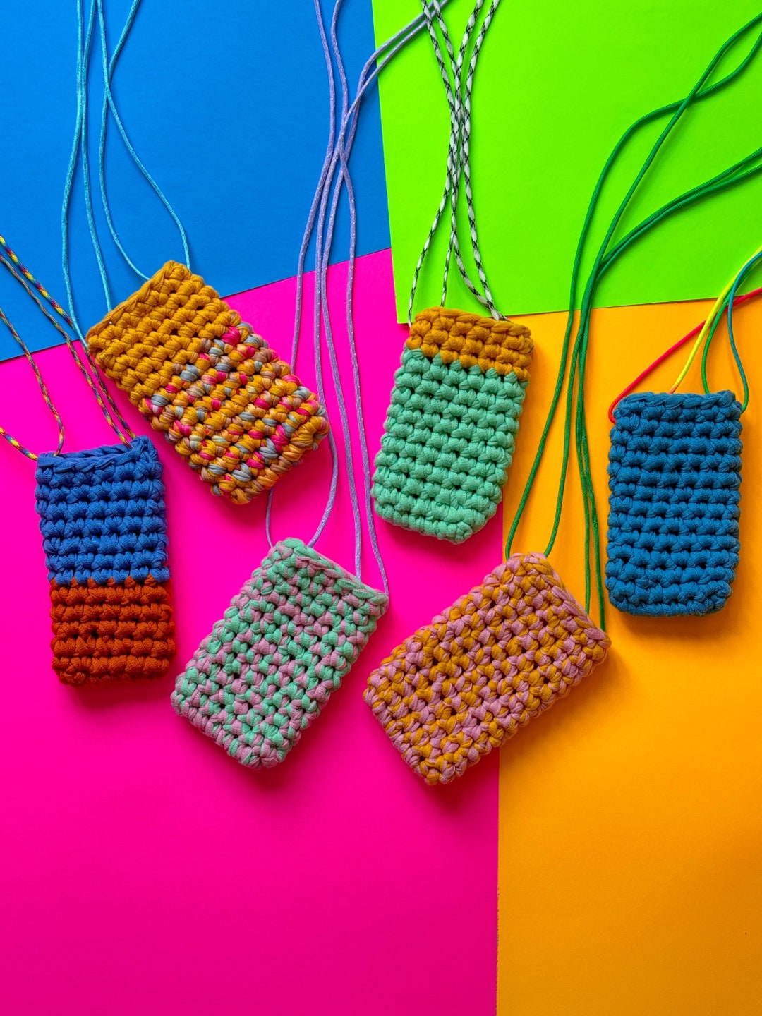 Crochet Crossbody Bag - Crochet Cell Phone Bag - Recycled Eco Bag ...