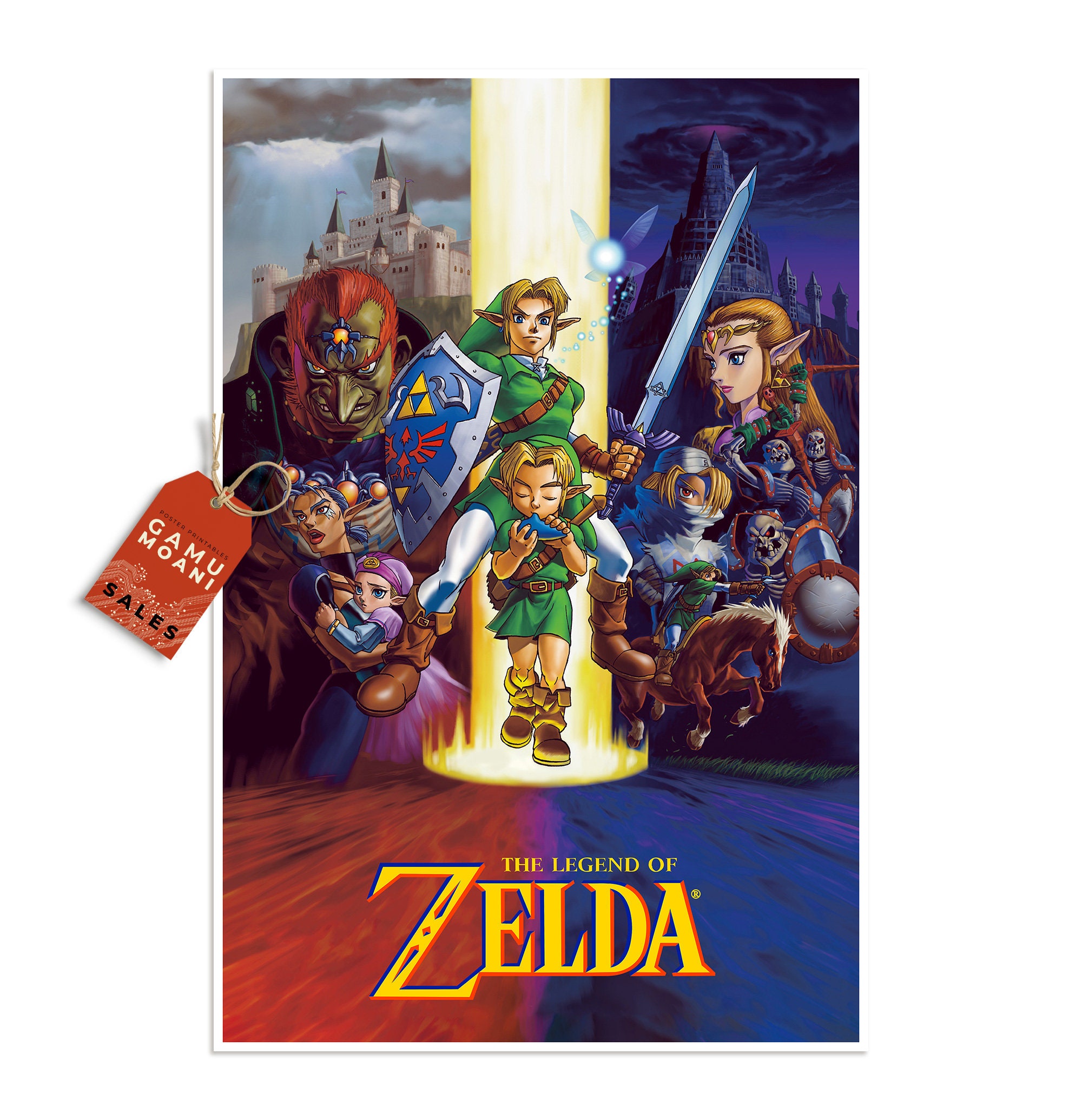 Zelda Poster, Legend of Zelda Poster, Ocarina of Time Poster, Wind ...