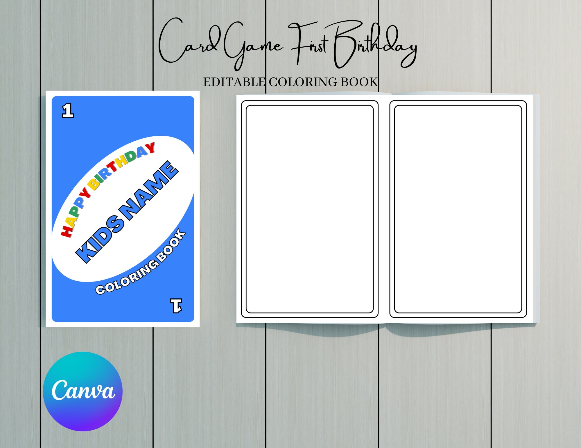 Create Your Own UNO First Birthday Coloring Book Template L - Etsy
