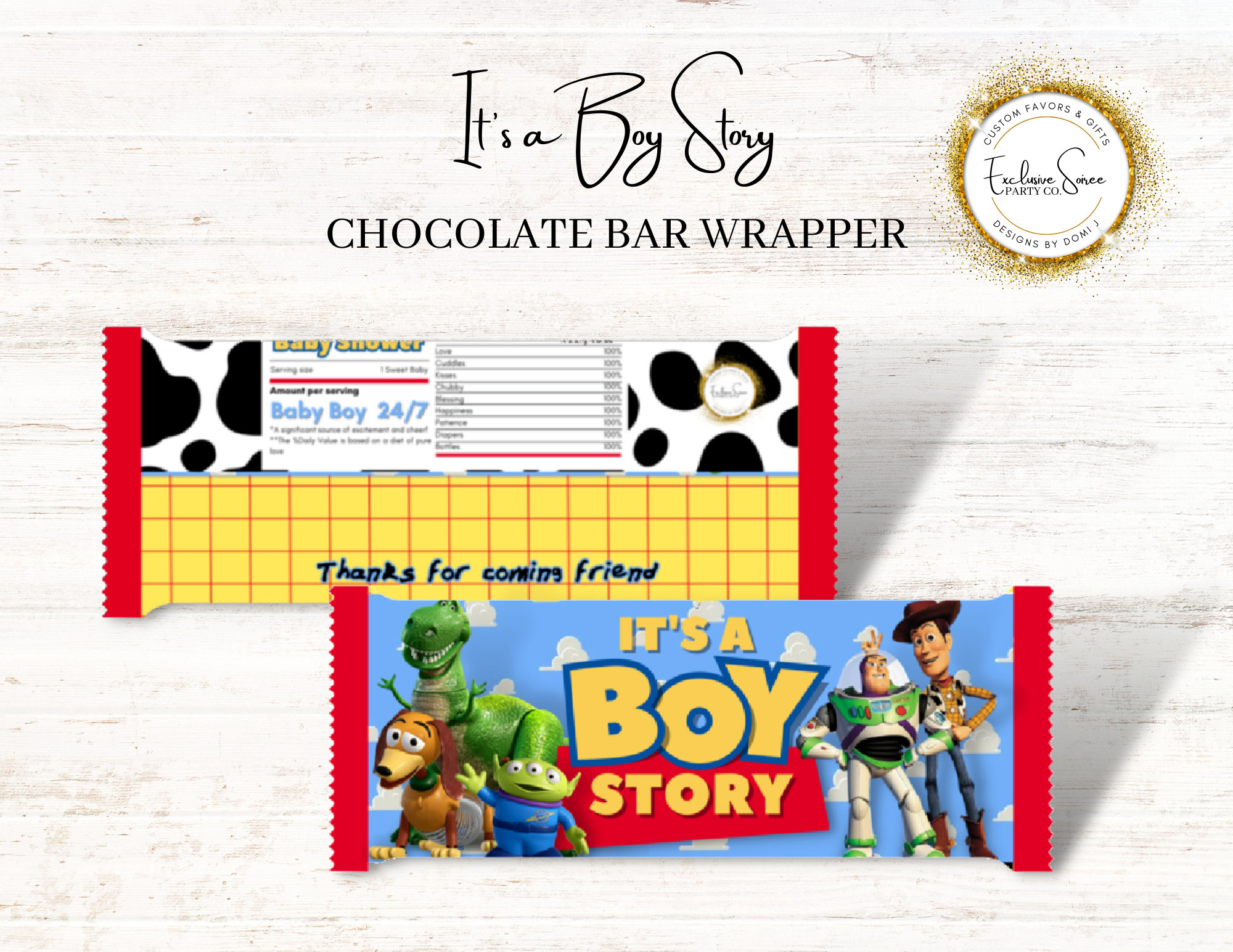 It's A Boy Story Chocolate Bar Wrapper L Party Favor L - Etsy