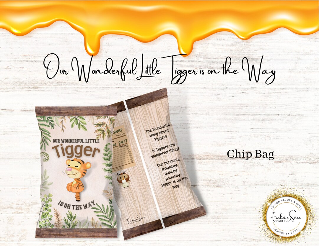 Tigger Baby Shower Chip Bag: Printable Party Favor (digital Download ...