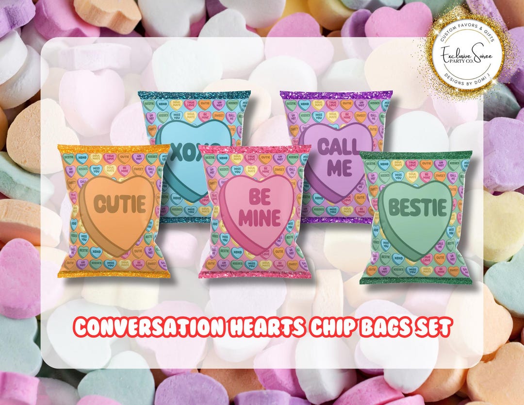 Conversation Hearts Chip Bags L Valentine's Day L Party Favor L Class ...