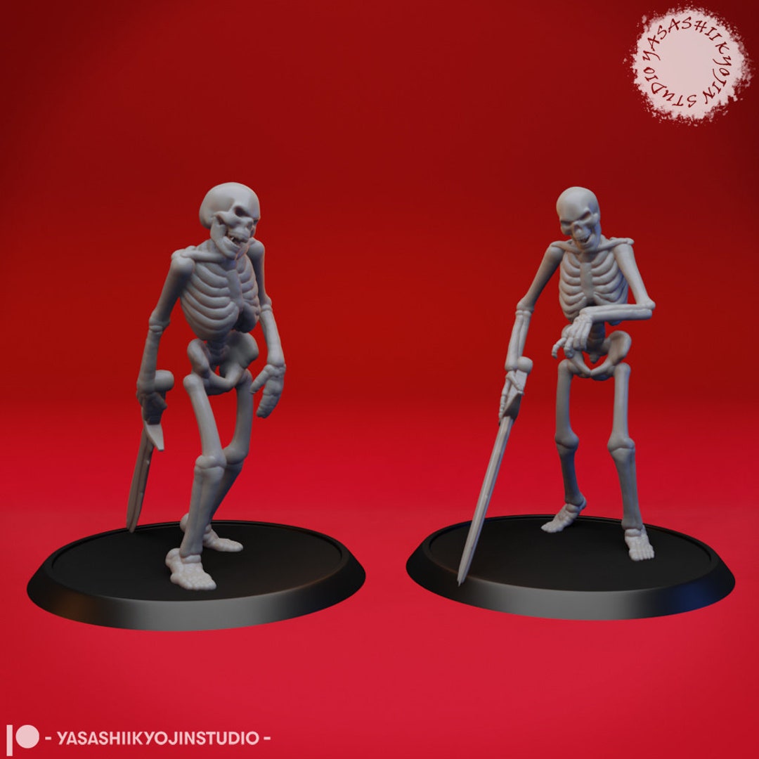 Pack X2 Skeletons Swordmen Dnd Monster Resina Miniatura ~ RPG Mini ...