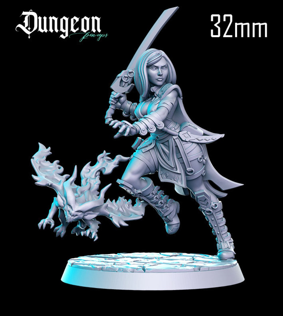 Human Pinup Magus and Familiar Dnd Resin Miniature ~ RPG Mini.escala ...