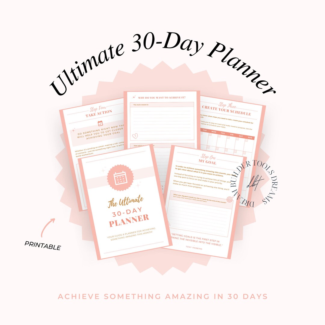 Ultimate 30 Day Planner Printable, Monthly Goal Planner, Productivity ...