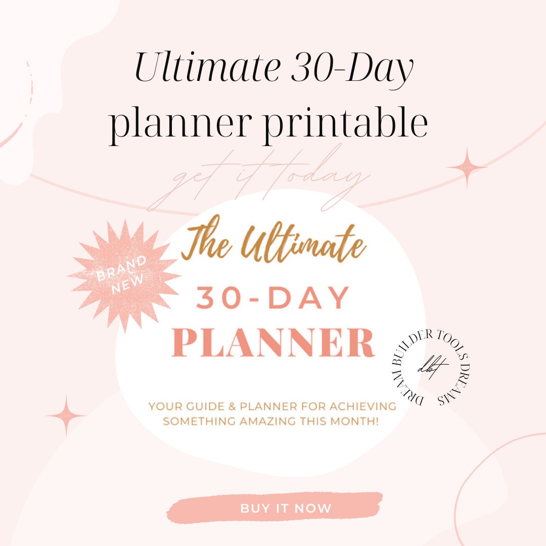 Ultimate 30 Day Planner Printable, Monthly Goal Planner, Productivity ...