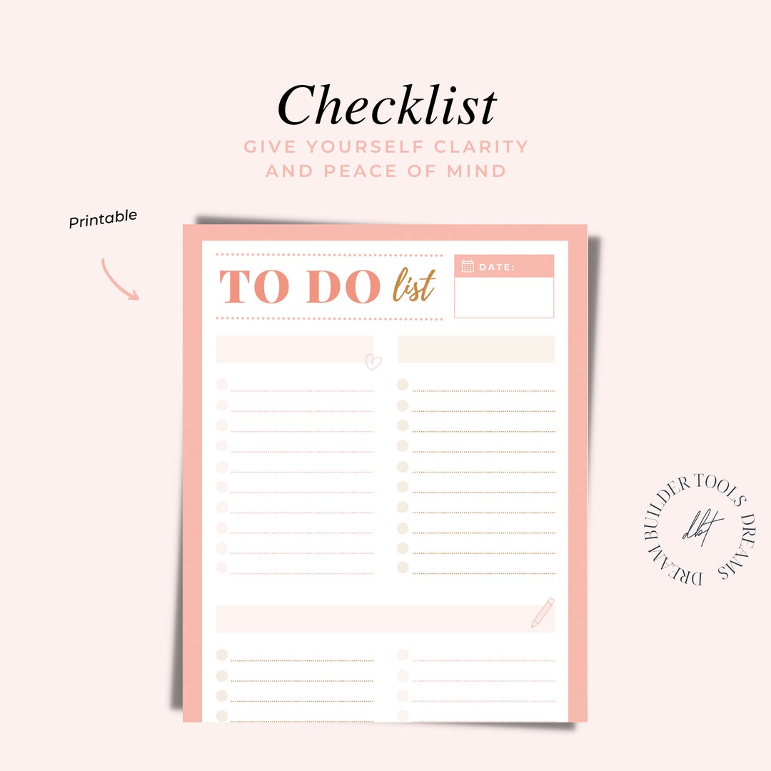 Daily to Do List for Work / Personal Life, Everyday Checklist, Daily ...