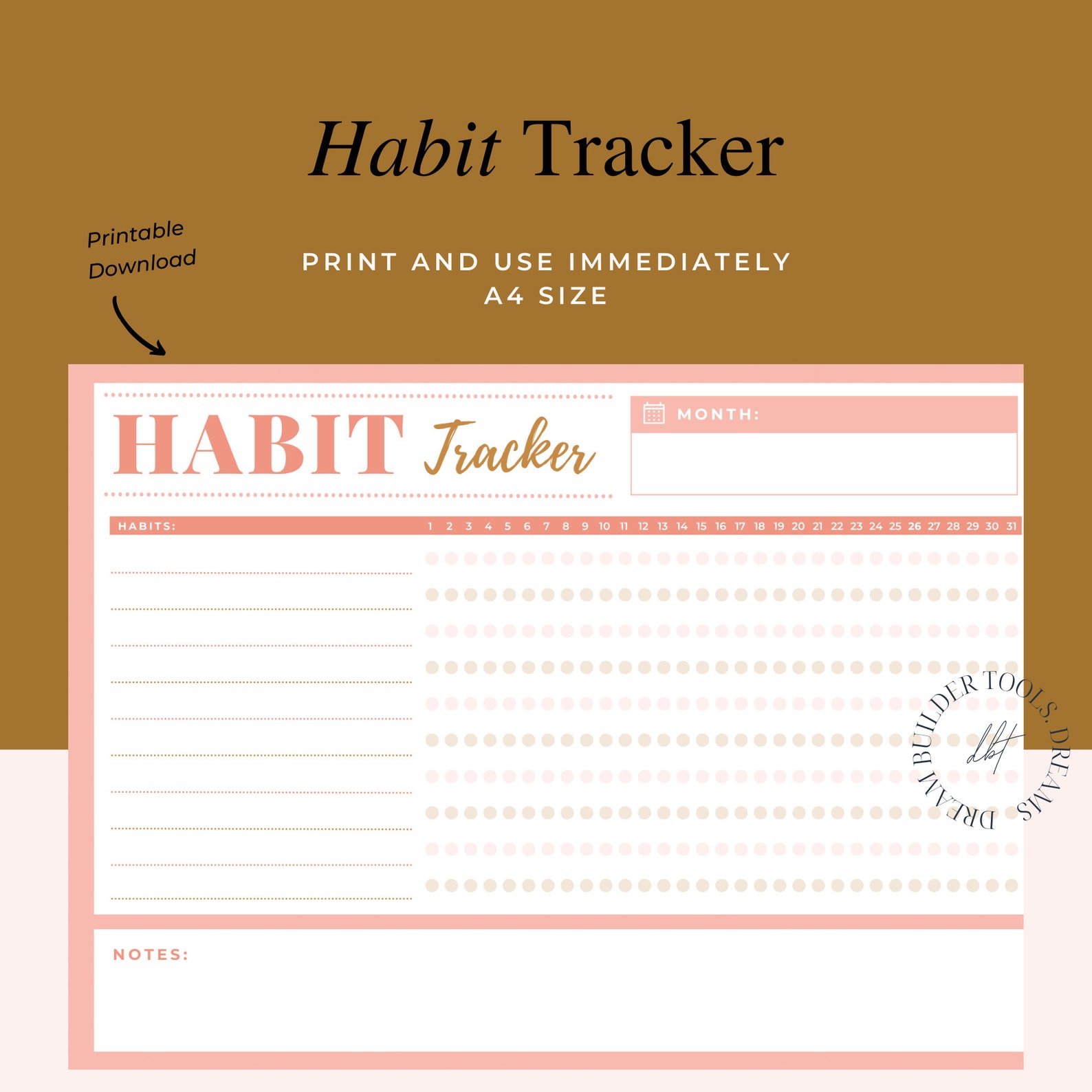 Daily Habit Tracker for Work / Personal Life, Monthly Habit Tracker ...