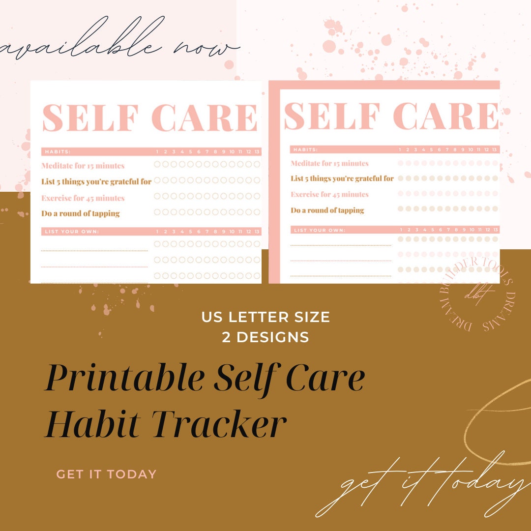 Self Care Habit Tracker Printable Habit Tracker For Personal Etsy