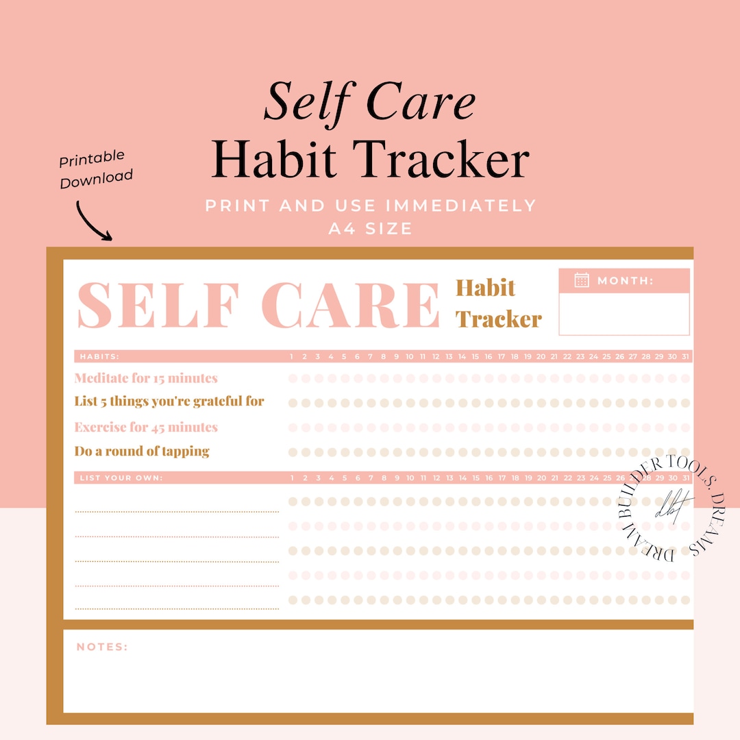 Monthly Self Care Habit Tracker for Personal Life, Printable Healthy ...