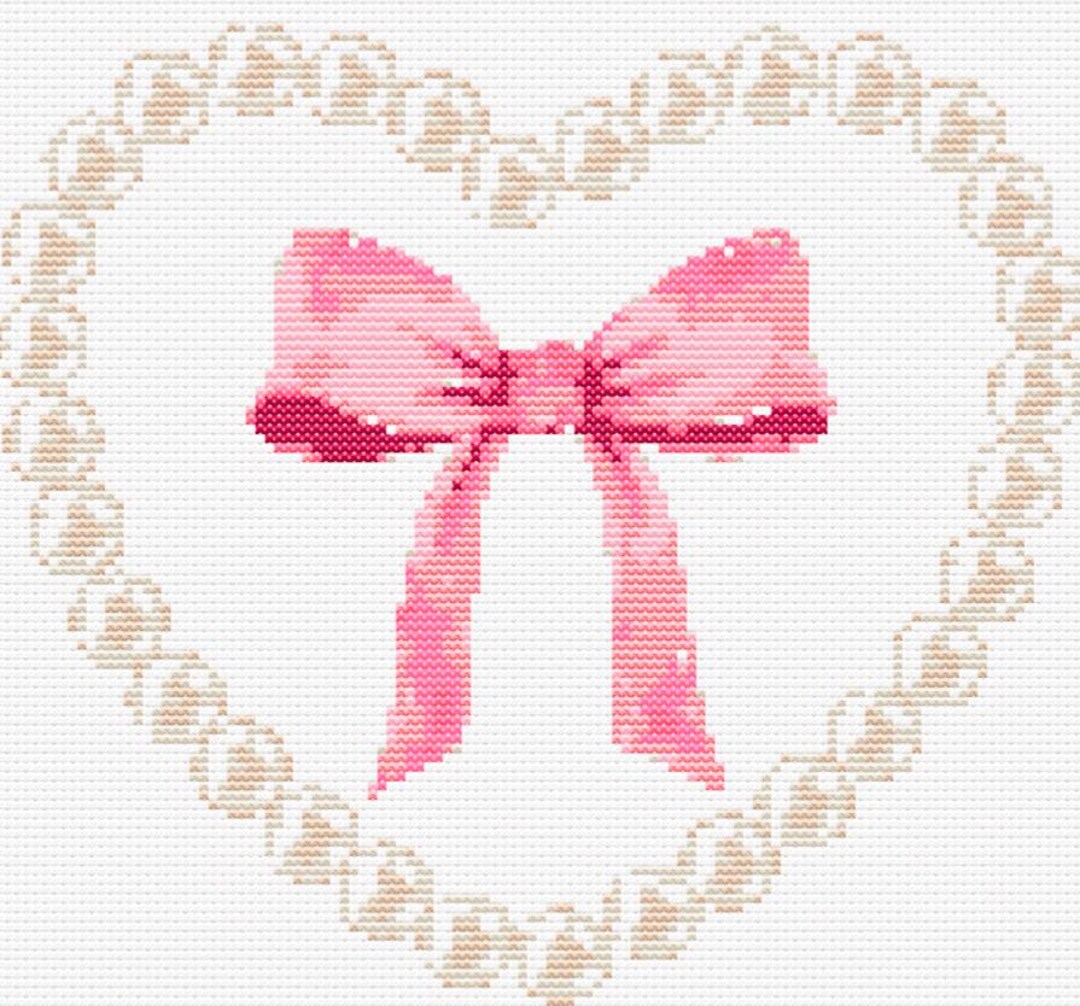 Bow With Pearl Border Digital Cross Stitch Chart - Instant Download ...