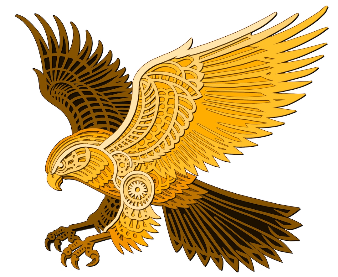 Falcon Hand-drawn SVG 8 Layers Laser Cut Glowforge Ready - Etsy