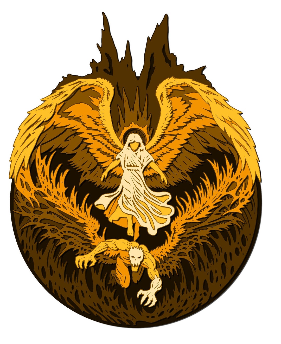 Angel & Demon Hand-drawn SVG 6 Layers Laser Cut Glowforge Ready - Etsy