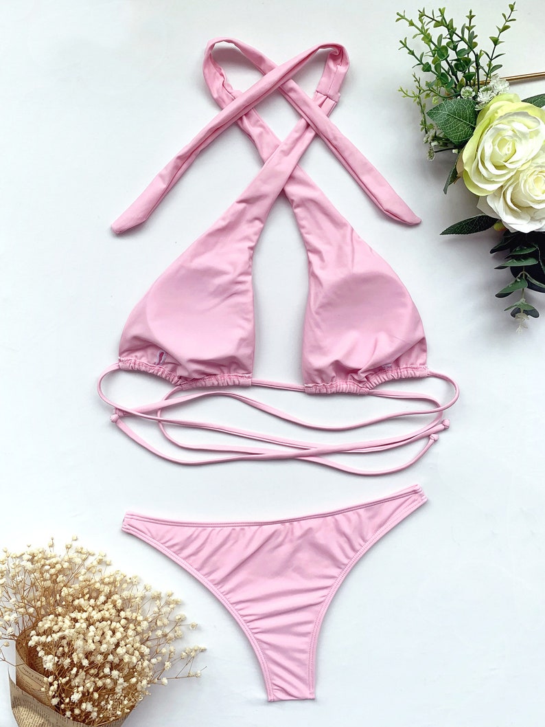 Pink Triangle Bikini Slingshot Bikini Set Brazillian Trendy - Etsy New ...