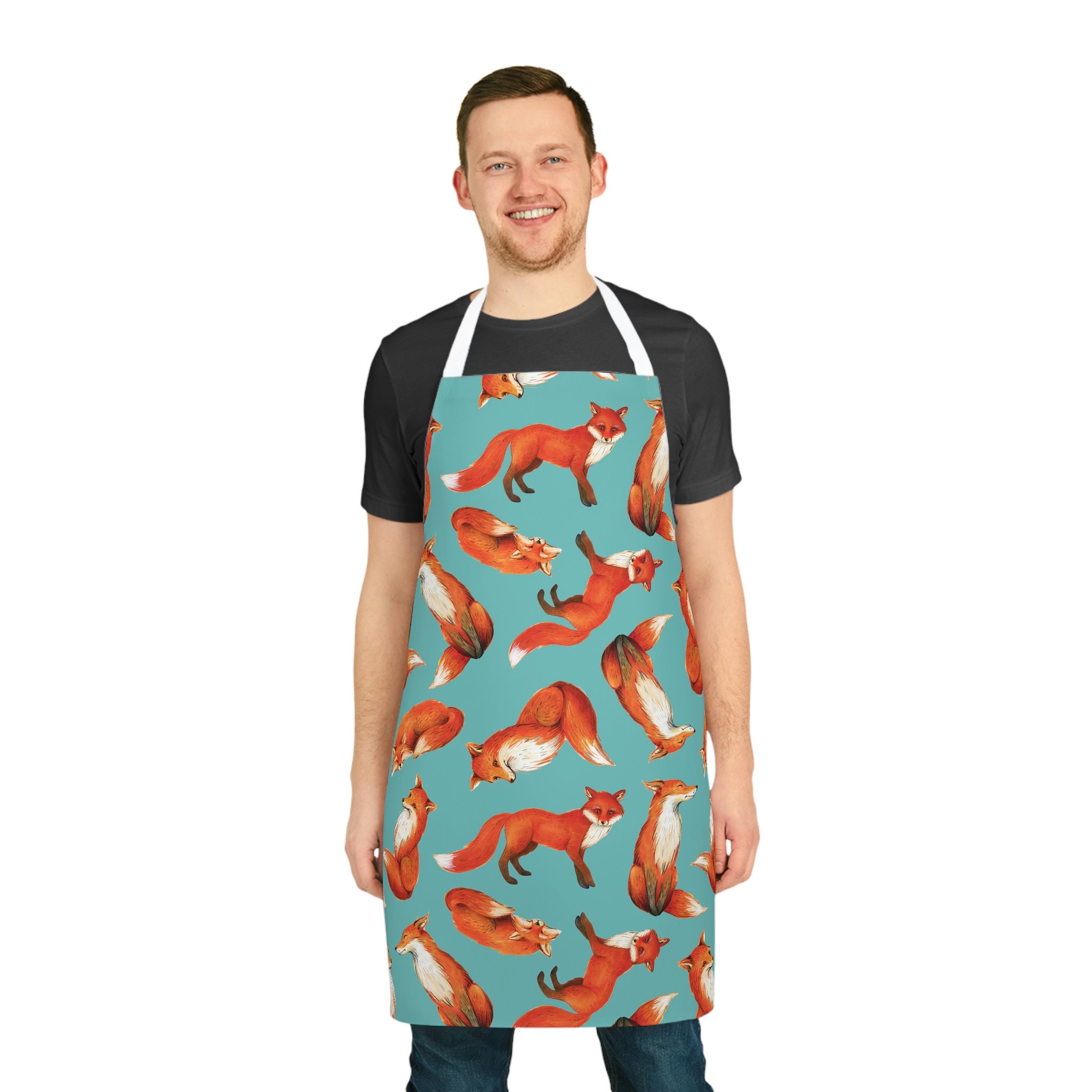 Fox Print Apron, Fox Pattern on Baking Apron, Foxes Apron Gift, Gift ...