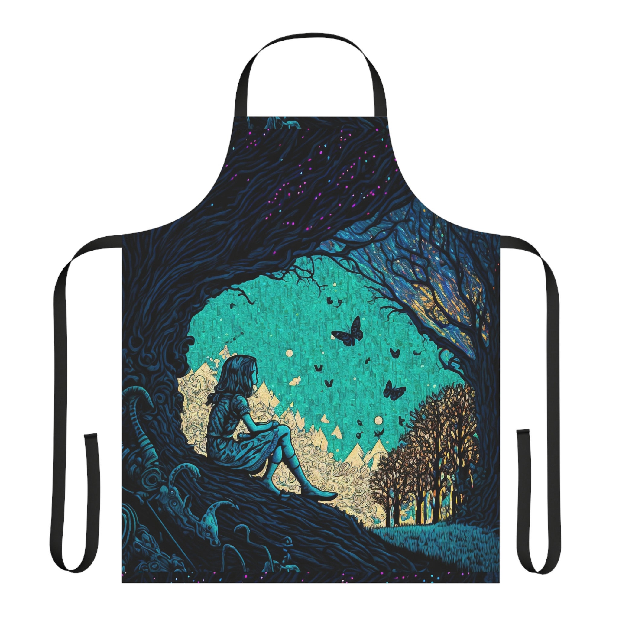 Alice in Wonderland Apron, Dark Alice Print, Goth Apron, Gift for Alice ...