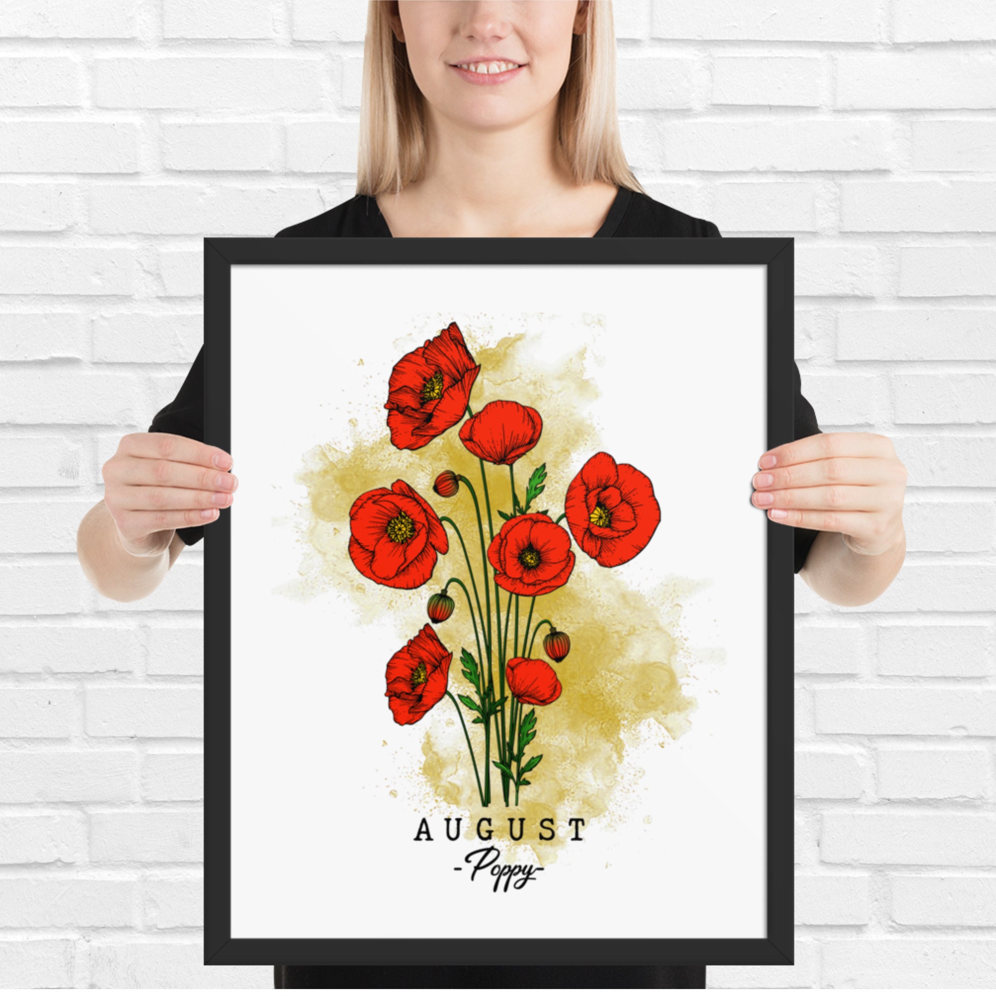 August Birth Flower Framed Poster Birth Flower Print August - Etsy