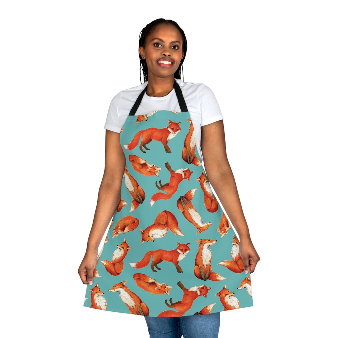 Fox Print Apron, Fox Pattern on Baking Apron, Foxes Apron Gift, Gift ...
