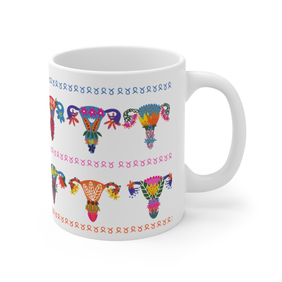 UTERUS MUG, Female Reproductive Flower Pattern Mug Gift for ...
