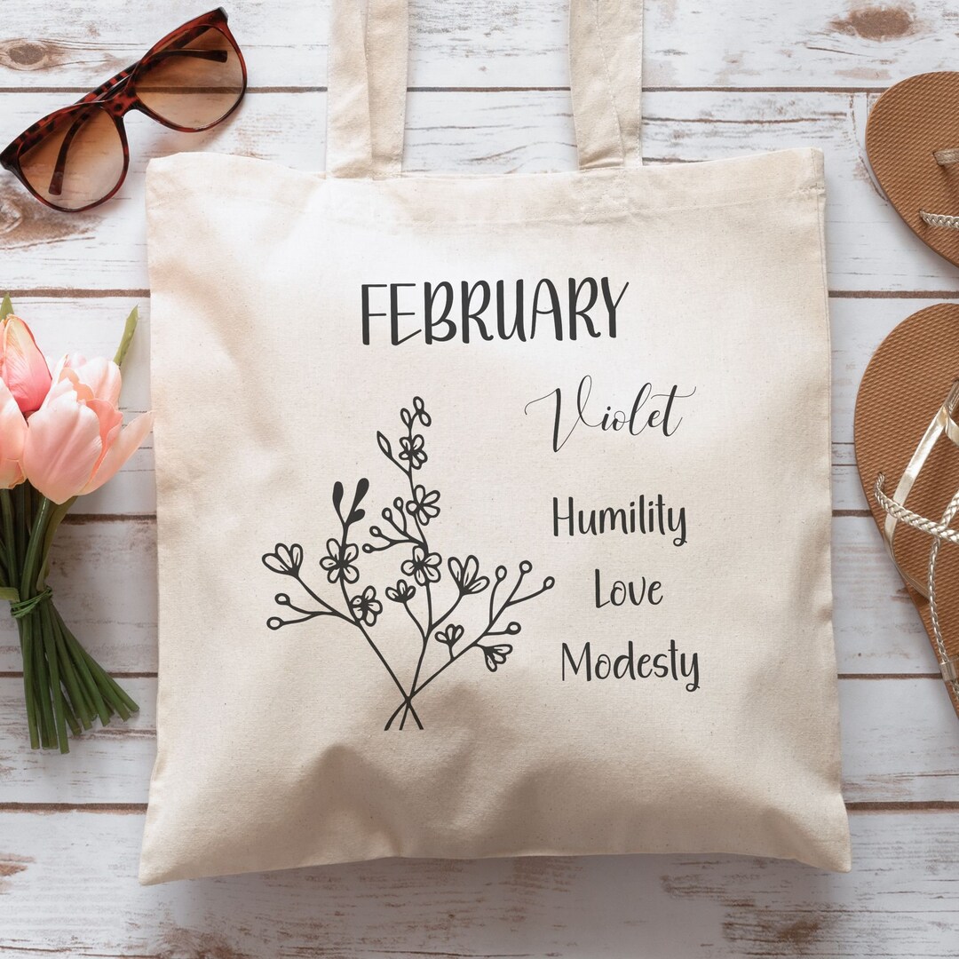 February Birth Flower Eco Tote Bag, Gift Tote Bag February Birthday ...