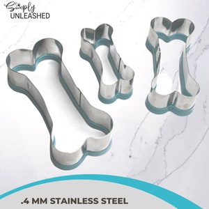 Simply Unleashed Bone Shaped Cookie Cutters Set of 3 for Homemade Dog ...