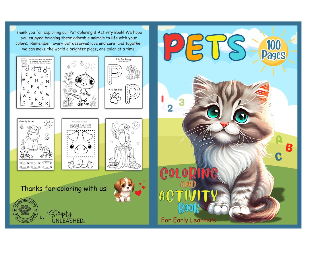 Pet Coloring and Activity Book - Early Educational Coloring Pages With ...